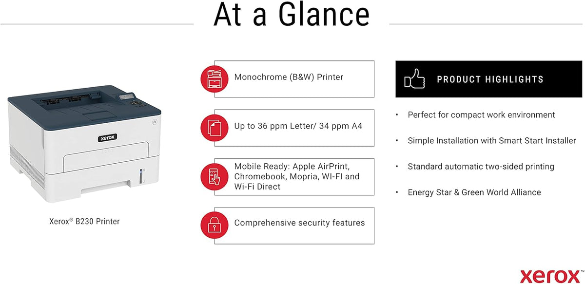 Xerox B230 A4 mono printer 34ppm/Duplex/network/wifi – S-Tech